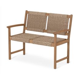 Tchibo - Gartenbank mit Rattan-Geflecht - 106x61x90cm - beige - Polyethylen / Akazienholz / Kunststoff