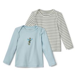Tchibo - 2 Baby-Langarmshirts mit Rippstruktur - Baby - Gr. 50/56 - hellblau