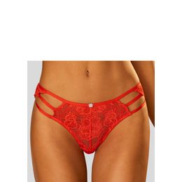 Panty JETTE, Damen, Gr. 36/38, rot, Microtouch, Obermaterial: 90% Polyamid, 10% Elasthan, k&ouml;rpernah, Unterhosen Panty, aus edler Spitze mit aufregender B&auml;nder-Optik, Reizw&auml;sche