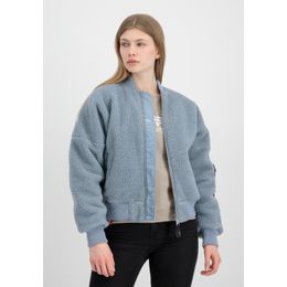 Bomberjacke Alpha Industries "MA-1 VF Teddy Women", Damen, Gr. S, bunt (graublau), Obermaterial: 100% Polyester; Futter: 100% Polyester; F&uuml;llung: 100% Polyester, Jacken Bomberjacke