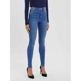 V&eacute;ro Moda High-waist-Jeans VERO MODA "VMSOPHIA HR SKINNY J GU3112", Damen, Gr. XS (34), L&auml;nge 30, blau (medium blau denim), Denim/Jeans, Obermaterial: 64% Baumwolle, 31% Polyester, 3% Viskose, 2% Elasthan, Basic, Jeans High-Waist-Jeans