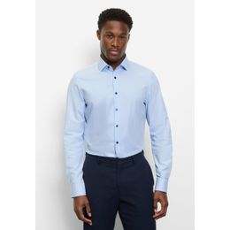 Businesshemd OLYMP "OLYMP Level Five 24/Seven, body fit, Modern Kent", Herren, Gr. 39, Normaler Arm, bleu, 64% Baumwolle, 27% Polyester, 9% Elasthan, Hemden