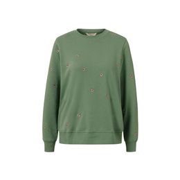 Tchibo - Besticktes Sweatshirt - Damen - Gr. S - gr&uuml;n/gebl&uuml;mt