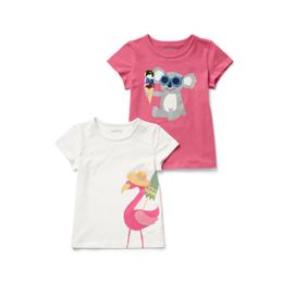 Tchibo - 2 Kinder-T-Shirts mit Applikation - M&auml;dchen - Gr. 122/128 - creme