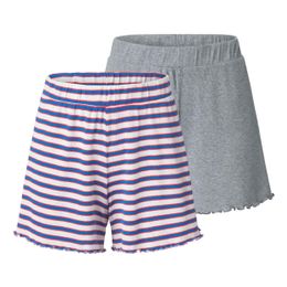 Tchibo - 2 Shorts aus Rippe - Damen - Gr. XS - wei&szlig;/gestreift