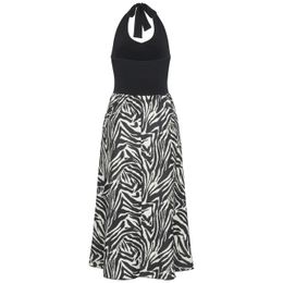 Shirtkleid CLOUD 5IVE "CLOUD 5IVE Maxi Neckholder-Dress with zebra print", Damen, Gr. L, US-Gr&ouml;&szlig;en, schwarz, wei&szlig;, 95% Polyester, 5% Elasthan, normal, Kleider Shirtkleid