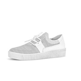 Sneaker Gabor "Sneaker low Materialmix Leder/Lederimitat", Damen, Gr. 35,5, grau, Schuhe Sneaker