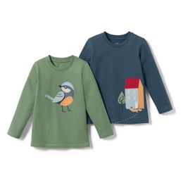 Tchibo - 2 Langarmshirts - Kinder - Gr. 98/104 - blau