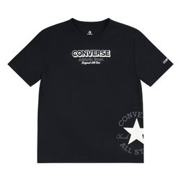 T-Shirt Converse "CNVB LG DCTP HIT GFX TEE", M&auml;dchen, Gr. 128, schwarz, Obermaterial: 60% Baumwolle, 40% Polyester, Rundhals, Shirts T-Shirt, f&uuml;r Kinder und Jugendliche, sportlicher Stil, Kurzarmdesign