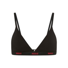 Triangel-BH HUGO UNDERWEAR "aus Stretch-Baumwolle mit Logo-Unterbrustband", Damen, Gr. L, N-Gr, schwarz 001, Obermaterial: 93% Baumwolle, 7% Elasthan, BHs Triangel-BH, mit herausnehmbaren Polstern, geformte K&ouml;rbchen
