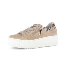 Sneaker Gabor "Sneaker low Rauleder", Damen, Gr. 35, beige, Schuhe Sneaker