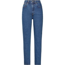 Straight-Jeans Calvin Klein Jeans "HGH RS STRGHT CK ESS", Damen, Gr. 27, L&auml;nge 30, pacifico, Denim/Jeans, Obermaterial: 98% Baumwolle, 2% Elasthan, straight fit lang, Jeans Straight-Jeans, Mit G&uuml;rtelschlaufen