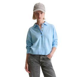 Marc O'Polo Strickpullover MARC O'POLO DENIM "aus Soft Cotton Stretch", Damen, Gr. XS, light blau melange, Obermaterial: 58% Baumwolle, 25% Polyamid, 17% Polyester, unifarben, Pullover Strickpullover
