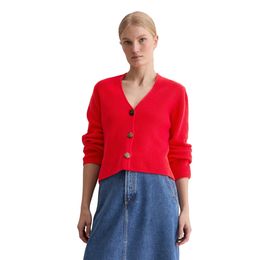 Marc O'Polo Cardigan MARC O'POLO "aus Heavy-Weight-Organic-Cotton", Damen, Gr. L, bright rot, Obermaterial: 100% Baumwolle, unifarben, relaxed fit, V-Ausschnitt, Strickjacken