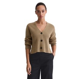 Marc O'Polo Cardigan MARC O'POLO "aus Heavy-Weight-Organic-Cotton", Damen, Gr. L, soft mocca, Obermaterial: 100% Baumwolle, unifarben, relaxed fit, V-Ausschnitt, Strickjacken