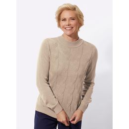 Stehkragenpullover CLASSIC "Pullover", Damen, Gr. 38, beige (sesam), 100% Polyacryl, unifarben, Pullover Stehkragenpullover
