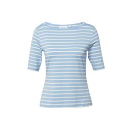 T-Shirt comma, Damen, Gr. 44, blau stripes, Single Jersey, Obermaterial: 92% Viskose, 8% Elasthan, gestreift, tailliert h&uuml;ftbedeckend, U-Boot-Ausschnitt, Shirts T-Shirt, im Streifen-Look