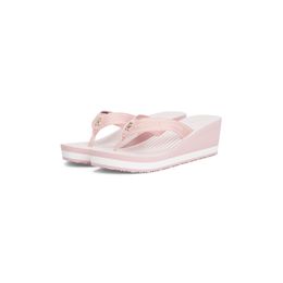 Dianette Tommy Hilfiger "TH STRIPES WEDGE BEACH SANDAL", Damen, Gr. 41, rosa (rose), Textil, Schuhe Dianette, Zehentrenner, Sommerschuh mit gestreifter Innensohle