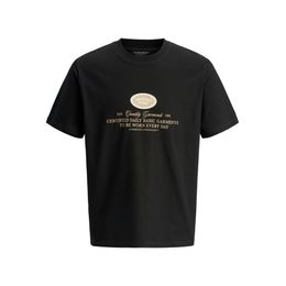 Jack & Jones PlusSize Kurzarmshirt "JORGREENE BRANDING TEE SS CN PLS", Damen, Gr. 4XL, schwarz, Jersey, Obermaterial: 100% Baumwolle, JACK & JONES PLUSSIZE, bedruckt, normal, Rundhals, Shirts