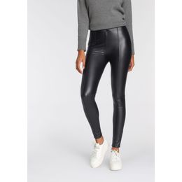 Leggings Tamaris, Damen, Gr. 40, N-Gr, schwarz, Jersey, Obermaterial: 95% Polyester, 5% Elasthan, sehr figurbetont kn&ouml;chelfrei, Hosen Leggings, enge Form in Leder-Optik, Topseller