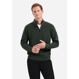 Stehkragenpullover NO EXCESS "NO EXCESS Melierter Half-Zip-Sweater", Herren, Gr. XXL, dunkelgr&uuml;n, 55% Baumwolle, 25% Polyacryl, 15% Polyester, 5% Polyamid, Pullover Stehkragenpullover