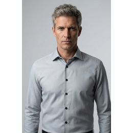 Langarmhemd OLYMP "No 6", Herren, Gr. 42, N-Gr, silbergrau, Web, Obermaterial: 100% Baumwolle, unifarben, sehr schmal normal, 2-Knopf-Manschette, Hemden, Businesshemd, super slim fit, New York Kentkragen