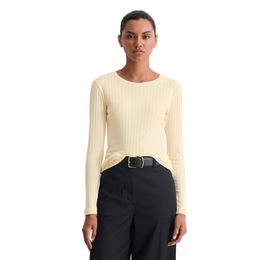 Marc O'Polo Langarmshirt MARC O'POLO "aus Organic-Cotton-Modal-Mix", Damen, Gr. XS, beige (raw cream), Obermaterial: 52% Baumwolle, 48% Modal, unifarben, Basic, slim fit, Rundhals, normaler Saum, Shirts Langarmshirt