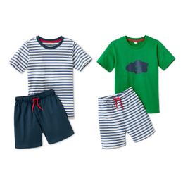 Tchibo - 2 Shorty-Pyjamas aus Bio-Baumwolle - Jungen - Gr. 122/128 - dunkelblau/gestreift