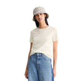 Marc O'Polo T-Shirt MARC O'POLO DENIM "aus weichem Rippjersey", Damen, Gr. L, creamy wei&szlig;, Obermaterial: 96% Baumwolle, 4% Elasthan, unifarben, Basic, slim fit, Rundhals, normaler Saum, Shirts T-Shirt