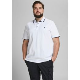 Jack & Jones PlusSize Poloshirt "JJEPAULOS POLO SS NOOS PLS", Herren, Gr. 5XL, wei&szlig;, Single Jersey, Obermaterial: 100% Baumwolle, JACK & JONES PLUSSIZE, unifarben, normal, Rundhals, Shirts