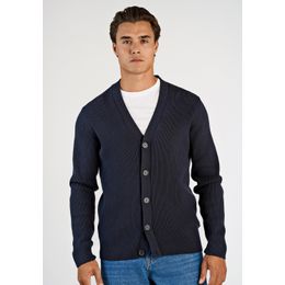 Strickjacke LINDBERGH "LINDBERGH Cardigan", Herren, Gr. L, blau (navy), Obermaterial: 80% Baumwolle, 20% Polyester, Strickjacken Strickjacke