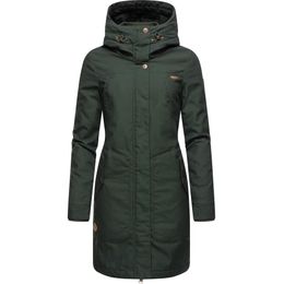 Ragwear Funktionsmantel 'Jannisa' Damen Gr&ouml;&szlig;e M braun / dunkelgr&uuml;n / wei&szlig; Wintermantel
