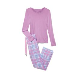 Tchibo - Pyjama mit Webhose - Damen - Gr. XS - hellblau/kariert