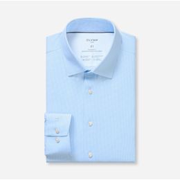Langarmhemd OLYMP "Luxor 24/Seven", Herren, Gr. 41, N-Gr, bleu, Jersey, Obermaterial: 92% Baumwolle, 8% Elasthan, normal, 2-Knopf-Manschette, Hemden, Businesshemd, Jersey, modern fit, New Kentkragen