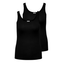 Tanktop Only CARMAKOMA "CARTIME TANK TOP 2 PACK", Damen, Gr. S (42/44), schwarz, Jersey, Obermaterial: 95% Baumwolle, 5% Elasthan, unifarben, figurbetont normal, Rundhals, Tops Tanktop