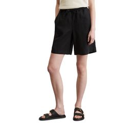 Marc O'Polo Shorts MARC O'POLO "mit teilelastischem Bund", Damen, Gr. 32, Normalgr&ouml;&szlig;en, schwarz (m990), Obermaterial: 100% Leinen; Futter: 100% Baumwolle, unifarben, slim fit kurz, Hosen Shorts