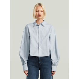 G-Star Raw Langarmshirt G-STAR "Macro Balloon Shirt", Damen, Gr. L, ash blau micro stripe, Obermaterial: 100% Baumwolle, Shirts Langarmshirt
