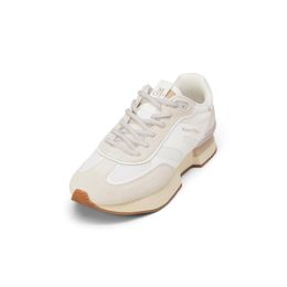 Marc O'Polo Sneaker MARC O'POLO "aus Veloursleder und Mesh", Damen, Gr. 36, sanftes wei&szlig;, light grau, Obermaterial: 80% Leder (Rind), 20% Polyester, unifarben, Schuhe Sneaker