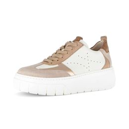 Sneaker Gabor "Sneaker low Materialmix Leder", Damen, Gr. 35,5, beige, Schuhe Sneaker
