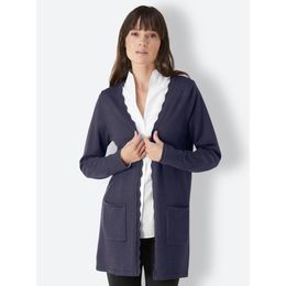Cardigan CREATION L PREMIUM, Damen, Gr. 36, blau (marine), 75% Schurwolle, 25% Seide, unifarben, Strickjacken