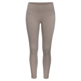 Leggings Lascana, Damen, Gr. 32/34, N-Gr, taupe, Single Jersey, Obermaterial: 95% Baumwolle, 5% Elasthan, unifarben, Basic, schmal lang, Hosen Leggings, mit goldenem Piping