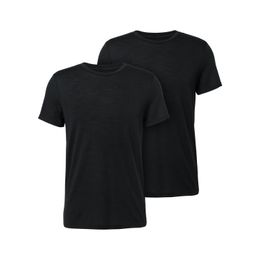 Tchibo - 2 T-Shirts mit Merinowolle - Herren - Gr. M - schwarz