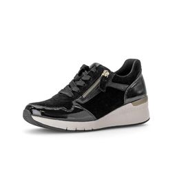 Sneaker Gabor "Sneaker low Materialmix Leder", Damen, Gr. 37,5, schwarz, Schuhe Sneaker