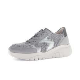 Sneaker Gabor "Sneaker low Materialmix Leder/Lederimitat", Damen, Gr. 37,5, grau, Schuhe Sneaker