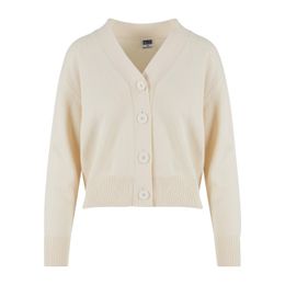 Strickjacke Urban Classics "Urban Classics Damen Ladies Rib Cardigan", Damen, Gr. L, sandwei&szlig;, 50% Baumwolle, 50% Polyacryl, unifarben, normal, V-Ausschnitt, Strickjacken Strickjacke