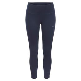 Leggings Lascana, Damen, Gr. 44/46, N-Gr, marine, Single Jersey, Obermaterial: 95% Baumwolle, 5% Elasthan, unifarben, Basic, schmal lang, Hosen Leggings, mit goldenem Piping