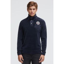 CAMP DAVID Herren Troyerblau, Gr. S, bedruckt, Material: 100% Baumwolle, Pullover, im Stone Washed Look