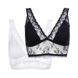 Bralette Dorina "Lana Essential Lace", Damen, Gr. XXL, N-Gr, schwarz, wei&szlig;, Spitze, Obermaterial: 90% Polyamid, 10% Elasthan, BHs Bralette, mit Spitze, bequem, weich, breite Tr&auml;ger, leicht transparent