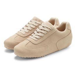 Sneaker Vivance "Schn&uuml;rhalbschuh, Freizeitschuh", Damen, Gr. 39, beige, Obermaterial: 100% Rindsleder. Decksohle: 100% Textilmaterial. Futter: 100% Textilmaterial. Laufsohle: 100% Synthetik, Veloursleder, unifarben, Basic, Schuhe Sneaker, aus Leder ultraleicht