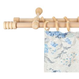 Gardinenstange SN DECO GROUP "Pisa" Gr. 5, beige (naturfarben), L:200cm, Holzwerkstoff, Gardinenstangen, 28 mm, Holz, verschiedene L&auml;ngen und Farben, Komplettset